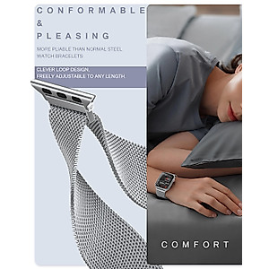 Original Stainless Steel Milanese Loop Compatible with Apple Watch Band 38mm 40mm 41mm 42mm 44mm 45mm 49mm, Magnetic Clasp Replacement Band for iwatch Series 9, Ultra 2, SE, Ultra, 8 7 6 5 4 3 2 1,