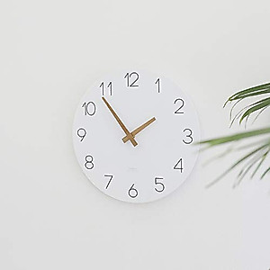 mooas Flatwood Wall Clock, 12" Wood Wall Clock Non-Ticking Sweep Movement Decorative Wall Clock Battery Operated Wall Clock Clock for Home Living Room Kitchen Bedroom Office School Hotel