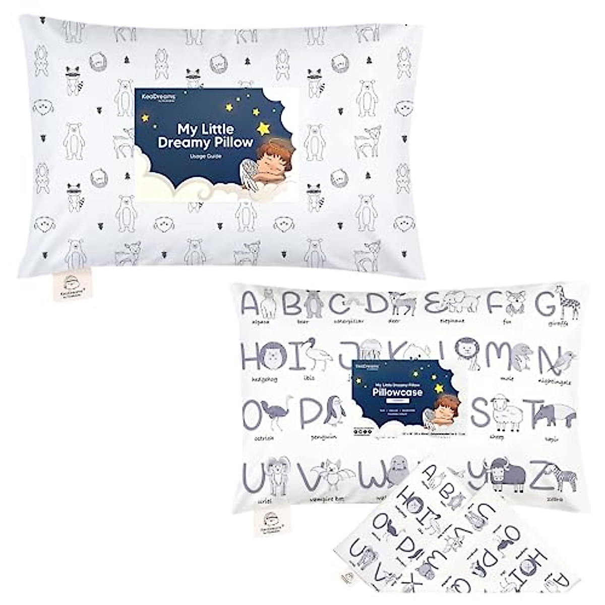 KeaBabies Toddler Pillow with Pillowcase and Toddler Pillowcase for 13X18 Pillow - 13X18 Soft Organic Cotton Toddler Pillows for Sleeping - Organic Toddler Pillow Case for Boy, Kids