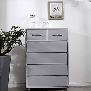 RASOO Chest of Drawer 6 Drawers Dressers Chest for Bedroom Cabinet Tall Grey Bedside Drawers Wide Storage Space Sidetable Dresser Chest (6 Drawers, Grey)