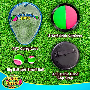 YoYa Toys Toss and Catch Ball Game Upgraded Set - Outdoor Kids Sports Activities - Outside Fun Summer Toy for Beach, Backyard, Park, Yard Lawn, Camping for Ages 4-12, 2 Catch Paddles, 2 Sticky Balls