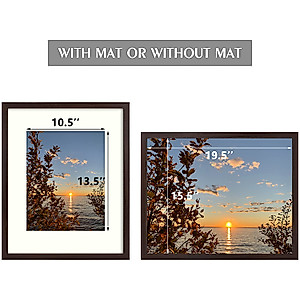 Golden State Art, 16x20 Picture Frames with Mat for 11x14 or 16x20 Picture Collage Gallery Wall Frame with Real Glass, Brown, 2 Pack