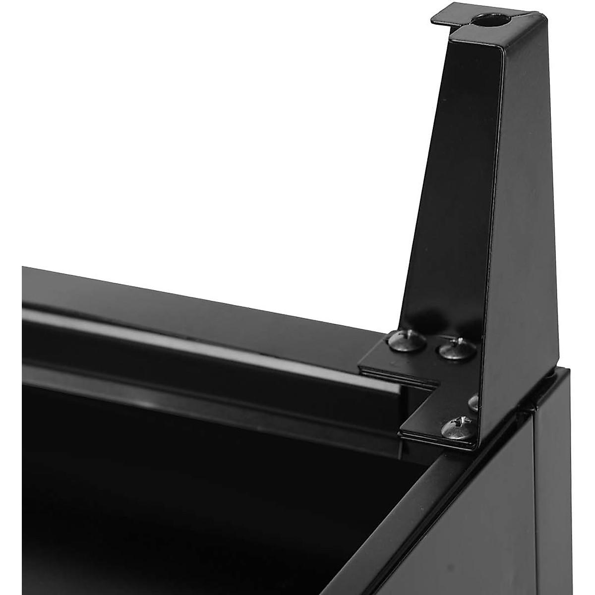 FurnitureR Office File Storage Console Cupboard Metal Cabinet 3 Door Cupboard Locker Organizer with Walnut MDF Top Black Metal Frame