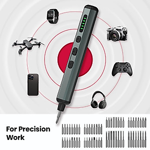 KAIWEETS 70-in-1 Mini Electric Screwdriver, Rechargeable Cordless Screwdriver Set with 64 S2 Magnetic Bits, 5 Gears Torque, 4 LED Lights, Power Screwdriver for Precision Work Phone Camera Laptop Watch