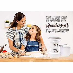 Powerful Electric Grain Mill Wheat Grinder for Home and Professional Use - High Speed Grain Grinder Flour Mill for Healthy Grains and Gluten-Free Flours - Electric Grain Mill by Wondermill,White