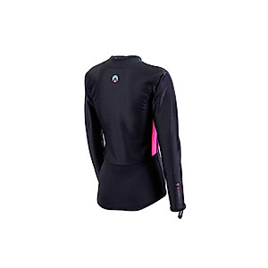 Sharkskin Women's Robust Chillproof Long Sleeve Chest Zip Shirt for Scuba Diving and Water Sports, Black/Pink, Medium (WSSCPLSCZBKPK)