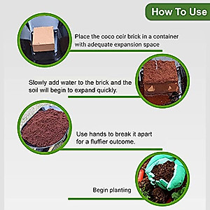 Hodiax Premium Coco Coir Brick, 1.4Lb High Nutrinent Compressed Coconut Soil, OMRI 100% Organic Low EC & PH Balanced Potting Soil for All Plants Gardening, Hydroponics and Reptile Substrate (650G x 2)