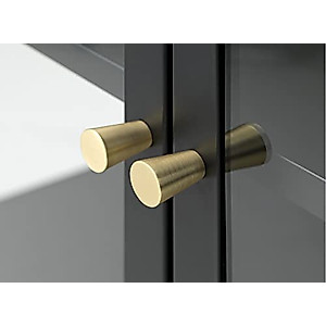 Modern Dover 2-Section Sideboard with Tempered Glass Doors, Steel Frame, Adjustable Height Feet, Freestanding for Home Office, Living Room, ‎Bathroom, Nursery, Bedroom, 15.75x36.5x33.5 in., Black/Gold