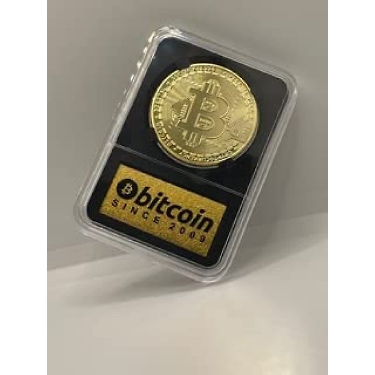 Bitcoin Coin in Collector's Edition Case: Limited Edition Physical Gold Coin with Crypto Coin Display Case | Cryptocurrency Coin with Realistic Details | Desk Home Office Idea for HODL Fans