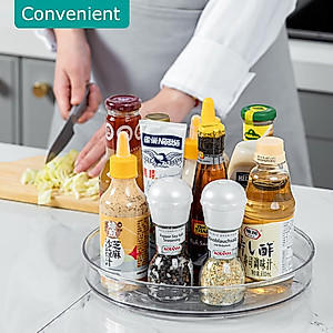 2 Tier Lazy Susan Turntable Cabinet Organizer,360° Rotating Clear Spice Rack Kitchen Storage Container for Countertop, Bathroom,Pantry