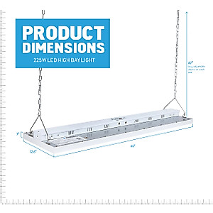 Parmida 4FT LED Linear High Bay Shop Light, 225W, 130LM/W, 0-10V Dimmable, Commercial Industrial Warehouse Area Lighting, 5000K, Hanging Chain Included, UL-Listed & DLC 4.2 Qualified