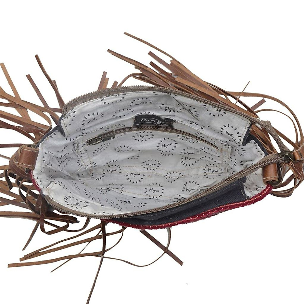 Myra Bag female Sunset Hand-Tooled Bag Upcycled Cotton & Leather S-3076