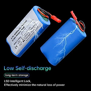 Qimoo 3.7V 5200mah Rechargeable Battery Pack Lithium Ion Batteries with JST-2P Connector for DIY Electronics Products, Toys, Lighting, Bluetooth Equipment…