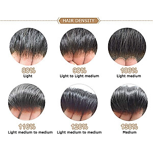 LHC Fine Mono Mens Toupee Natural Hairline Real Remy Human Hair System Clear Poly Skin Around Hairpiece Monofilament Wig (6 * 9, 1B Off Black 120%)