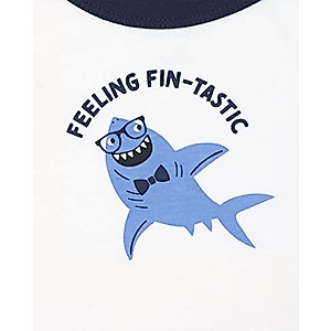 The Children's Place Baby Boys Sleeve Shirt and Shorts, 4-Piece Playwear Set 4-Pack, Shark Blue, 9-12 Months