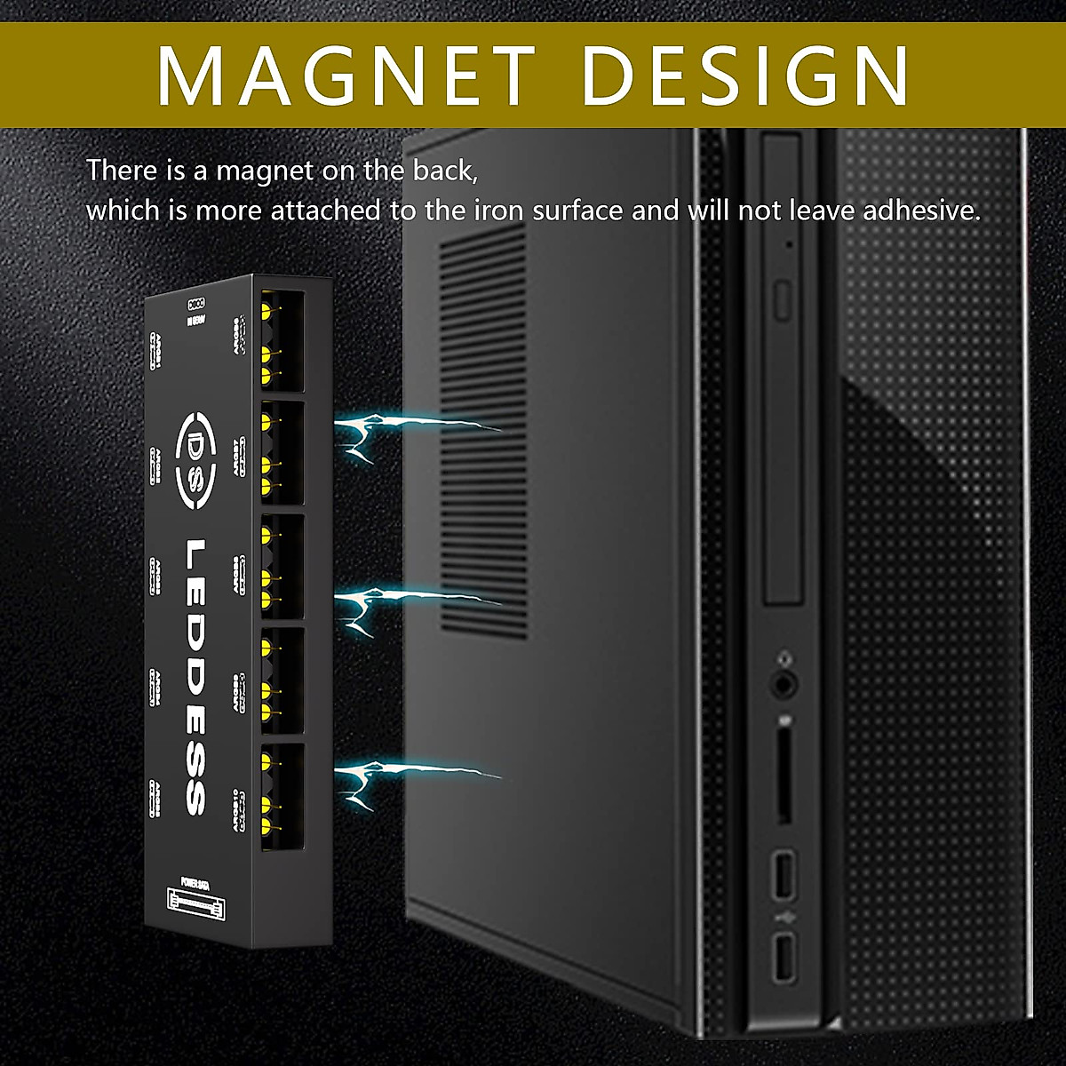 DS leddess Connector 11 Port ARGB Splitter Hub for LED Fans and Lights, SATA Power 1 to 10 ARGB Extension Cords, 5V ARGB Motherboard Sync(B Series)