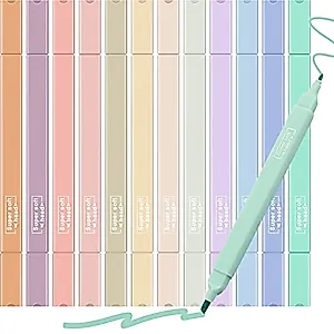 12 Pcs Aesthetic Cute Highlighters Bible Highlighters Mild Assorted Colors Dual Tips Marker Pen Chisel and Fine Tips Quick Dry Eye Protection for Office Home School and Arts Stationery Square