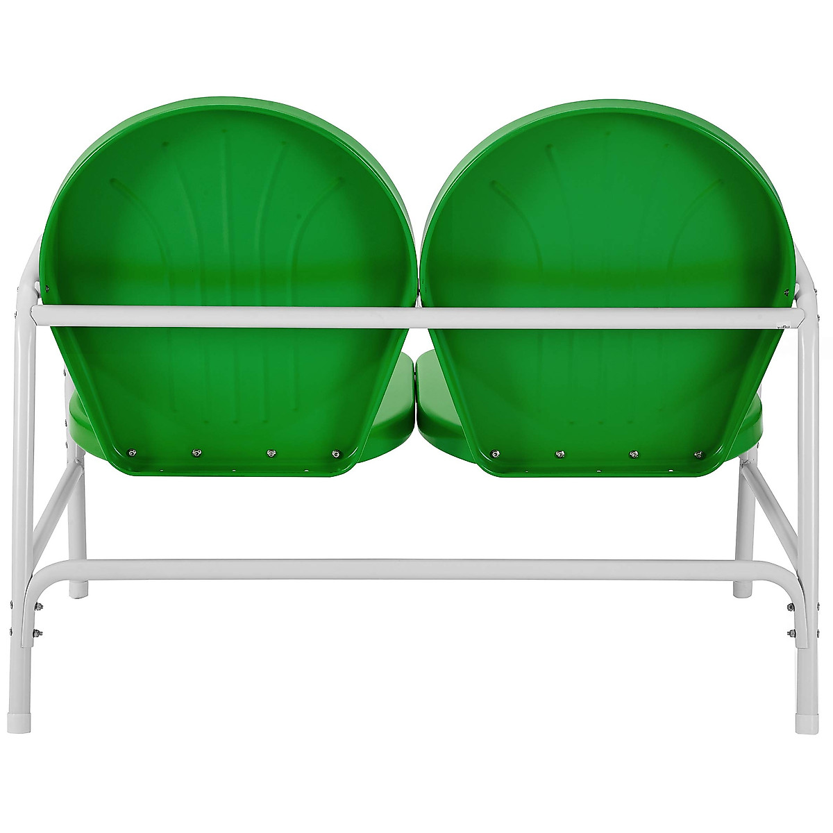 Crosley Furniture Griffith Retro Metal Outdoor Loveseat, 2-Person Patio Bench for Porch, Deck, Balcony, Grasshopper Green