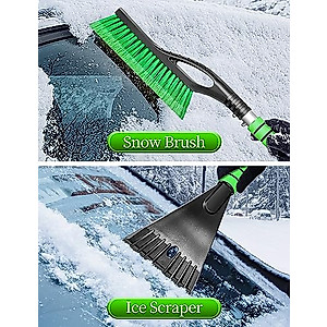 SEAAES 3 Pack Car Snow Scraper and Brush, 27 Inch Snow Brush for Car Window, Detachable Ice Scraper with Foam Grip for Windshield SUV Truck
