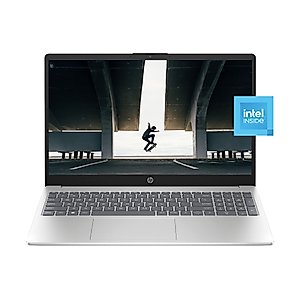 HP 15 Laptop, HD Touchscreen, Intel Processor N200, 4 GB RAM, 128 GB UFS, Intel UHD Graphics, Windows 11 Home in S Mode, 15-fd0010nr (2023),Silver