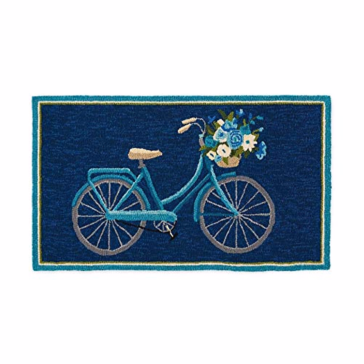 Plow & Hearth Indoor/Outdoor Hooked Bicycle Accent Rug - 24 x 42