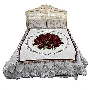 Pure Country Weavers Bundle of Red Roses Blanket - Those We Love Don't Go Away Blanket - Sympathy Bereavement Gift Tapestry Throw Woven from Cotton - Made in The USA (72x54)