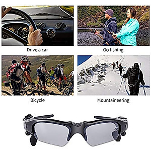 Wireless Bluetooth MP3 Sunglasses Polarized Lenses Music Sunglasses V4.1 Stereo Handfree Headphone for iPhone Samsung Most Smartphone or PC (Black-Gray)
