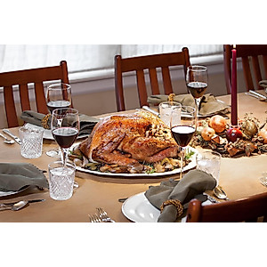 HIC Kitchen Turkey Embossed Serving Platter, Fine White Porcelain, Oversized