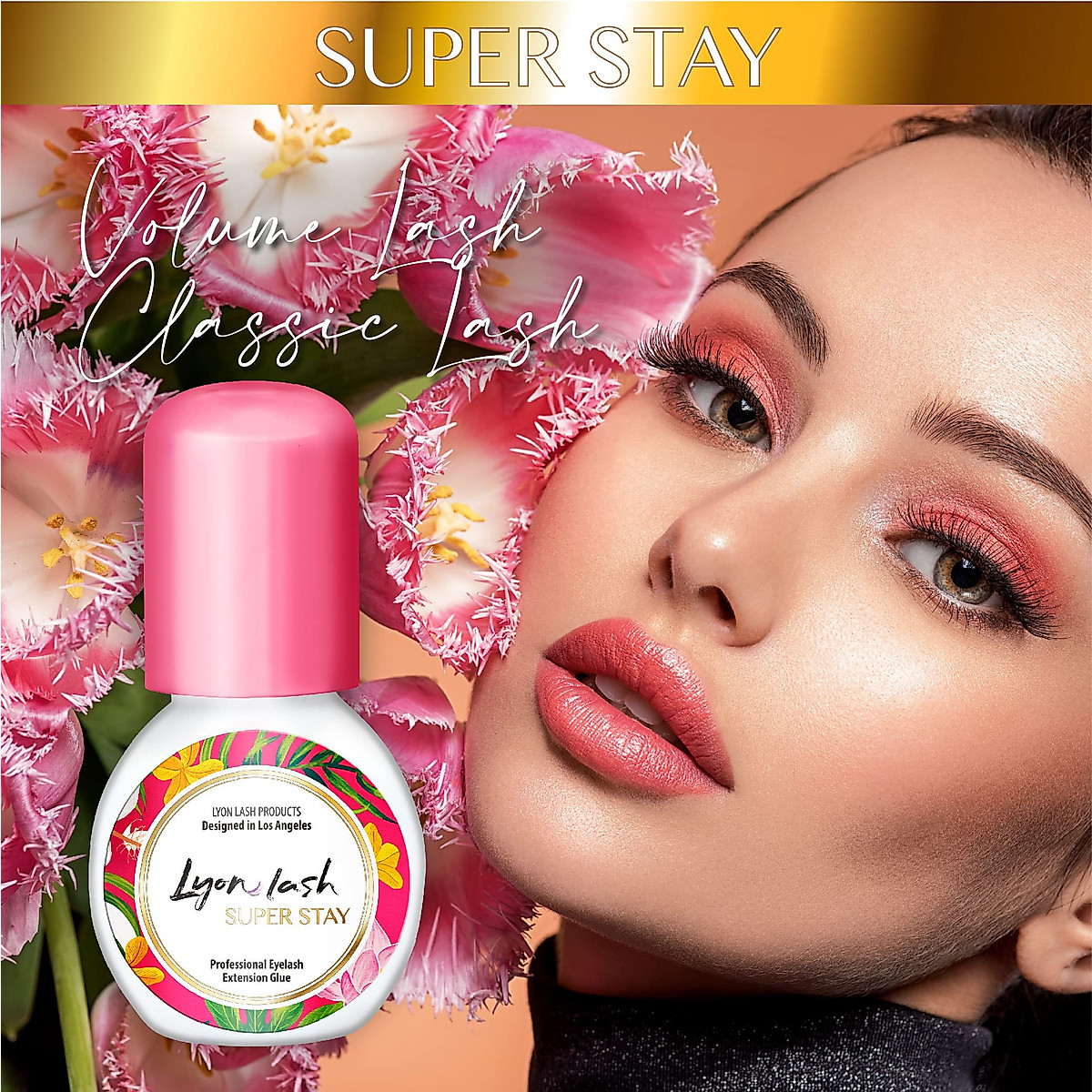 Lyon Lash Super Stay 5ml Eyelash Extension Performance Glue | 0.5 Sec Dry Time | Up to 8 Weeks Retention | Black Adhesive Supplies for Professional Use