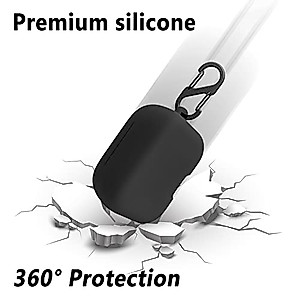 Geiomoo Silicone Case Compatible with Skullcandy Grind Fuel, Protective Cover with Carabiner (Black)