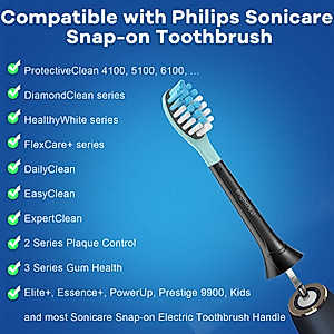 BrightDeal Replacement Heads for Philips Sonicare ProtectiveClean 4100 5100 6100 DiamondClean 9500 ExpertClean 7500 FlexCare HealthyWhite Electric Sonic Toothbrush C3 G3 W3 C2 G2 Brush, Black, 6 Pack