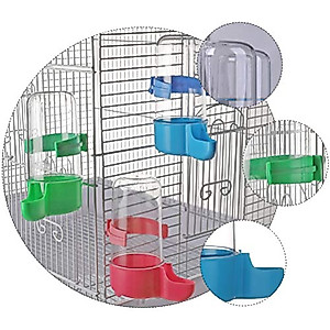 POPETPOP 3pcs Automatic Bird Feeders Bird Water Bottles Food Dispensers Hanging in Birds Cage for Cockatiel Parrots Budgie Lovebirds (Red Blue Green)
