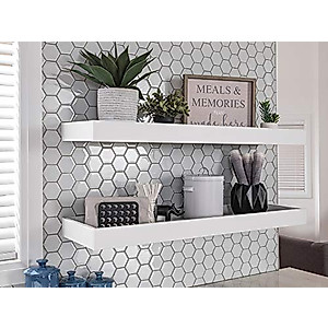 NewAge Products Home White Floating Shelf - 48in, Hanging Rectangle Kitchen Wall Shelving, 81042