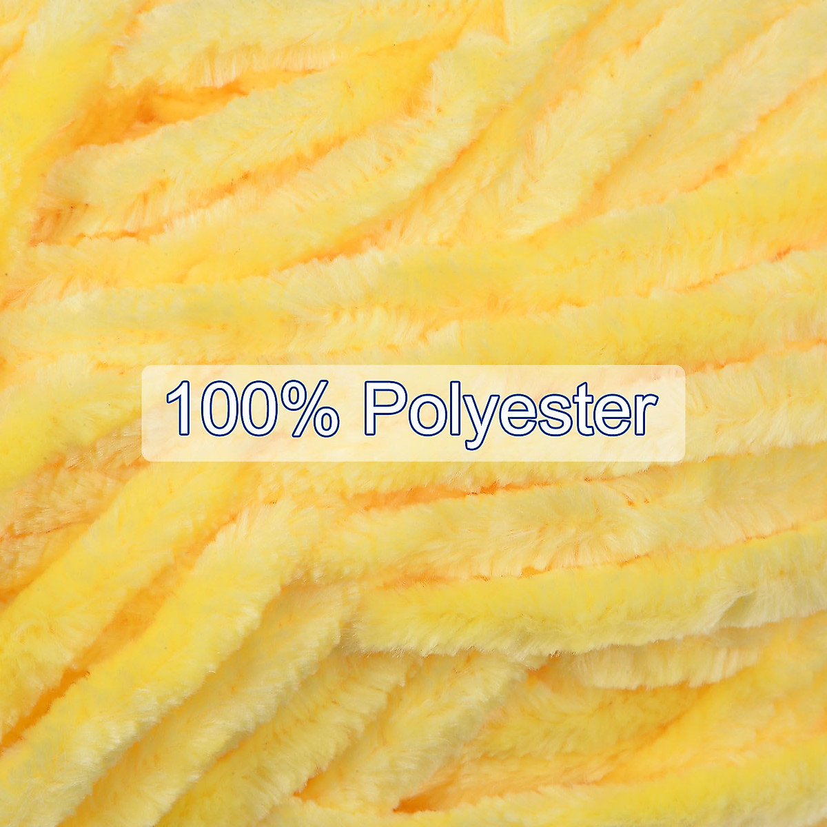 HARFINGTON 2 Skeins Velvet Chenille Yarn 2x100g/7.1oz 174 Yards Total Length #6 Super Bulky Polyester Soft Blanket Yarn for Knitting Weaving Scarf, Yellow