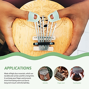 MILISTEN 2pcs Soft Kalimba Finger Protector, Kalimba Silicone Finger Fingertip Protectors, Kalimba Thumb Protector, Guitar Thumb Picks Finger Sleeve for Beginners Starters Kids Adult, Green