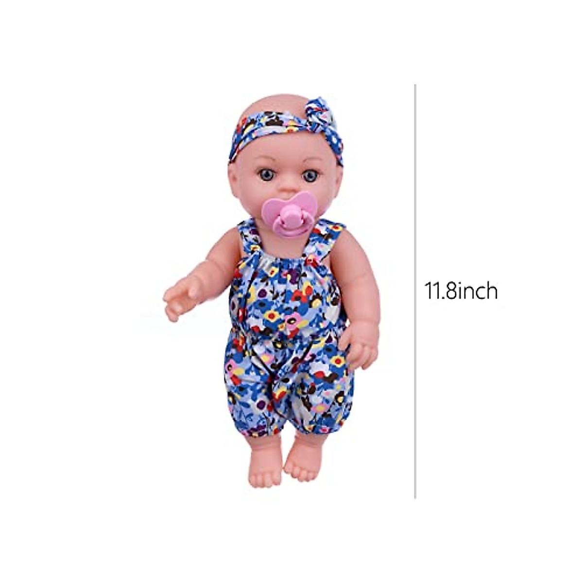 Kids Toys 12 Inch Reborn Baby Dolls for 2-5 Year Old Realistic Girl Doll Soft Vinyl Body Educational Toys Room Decor Hug Sleep Birthday Gifts Cute Stuff Sensory Toys Photography Props (Blue)