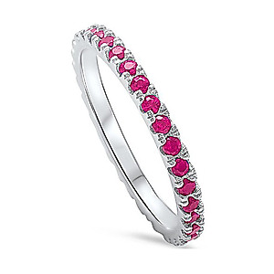 Oxford Diamond Co Simulated Ruby Eternity Band .925 Sterling Silver Ring Size 9