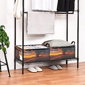 KEEPREAL Lightning Tornado Storage Baskets,Decorative Collapsible Rectangular Waterproof Fabric Storage Bin for Home#455