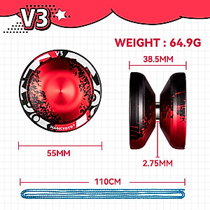 MAGICYOYO V3 Responsive Yoyo Pack of 2, Professional Metal Yoyo for Beginner, Dual Purpose Alloy Yoyo with KK Bearings + Removal Bearing Tool + Axle + 2 Bags + 12 Yoyo Strings