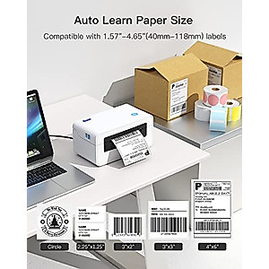 POLONO Shipping Label Printer, 4x6 Thermal Label Printer for Shipping Packages, Commercial Direct Thermal Label Maker, 2.25”x1.25” Direct Thermal Label (1000 Labels, White