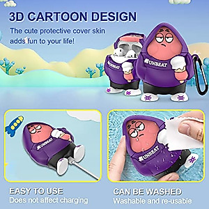 AIBEAMER [7in1] Case for Airpods 2&1 Cute Funny Air Pods Cover, 3D Cartoon Character AirPod 2 Cover Silicone Protective Skin Boys Girls Fashion Kawaii Case for Apple Airpods1/2 with Keychain (Purple)