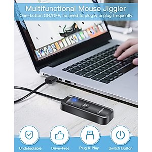 Pukapro Mouse Jiggler Undetectable Mouse Mover Wiggler Driver-Free Automatic Mouse Shaker, Undetectable USB Mouse Jiggler with ON/Off Switch, Plug & Play- Black