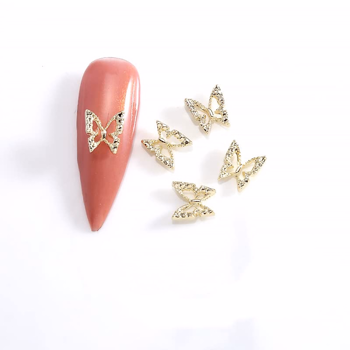 KACHIMOO Gold Butterfly Nail Charms,50 Pieces Nail Charms Nail Butterfly Charms for Acrylic Nails DIY Craft Nail Art Accessories (Gold)