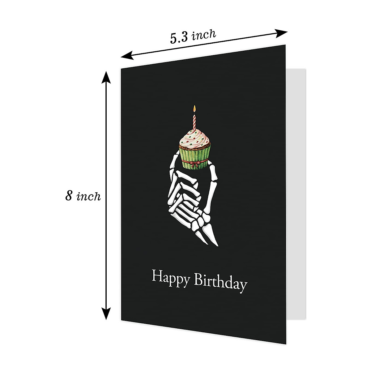Ogeby Gothic Halloween Birthday Card for Women Men, Happy Bday Cupcake Skeleton Card, Funny Spooky Birthday Card Gifts for Husband Wife