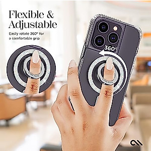 Case-Mate Magnetic Phone Grip & Phone Ring Holder - Magnetic iPhone Holder - Removable MagSafe iPhone Accessories - Rotatable Kickstand for iPhone 14 Pro Max/ 13 Pro Max/ 12 Pro Max - Twinkle Diamond