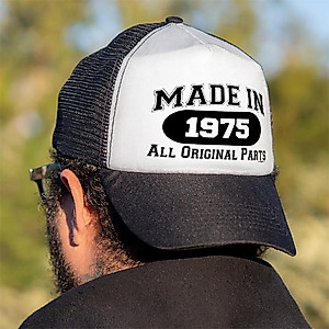 50th Birthday Gifts for All Made in 1975 All Original Parts Turning 50 Birthday Party Trucker Hat Black