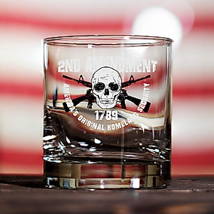 Lucky Shot 2ND Americas Original Homeland Security | Borosilicate Rock Glass | Thick Bottom Old Fashioned Whiskey Glasses for Men | 11 oz Scotch Glasses Premium Whiskey Gifts (Color)