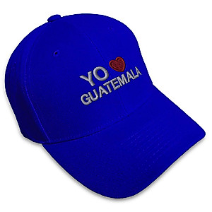 Baseball Cap Yo Amo Guatemala Embroidery Foreign Languages Spanish Acrylic Hats for Men & Women Strap Closure Royal Blue Design Only