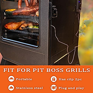 Replacement for Pit Boss Meat Probe Parts, Compatible with Pit Boss Pellet Grills and Pellet Smokers, 3.5 mm Plug, 2 Pack Grill Temperature Probe Comes with Grill Clip Holder 2 Pack