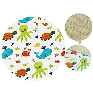 NUOBESTY Splat Mat for Under High Chair Round Undersea World Washable Waterproof Spill Mat Anti-Slip Floor Protector Table Cloth Cover Seat Pad Cushion 130CM